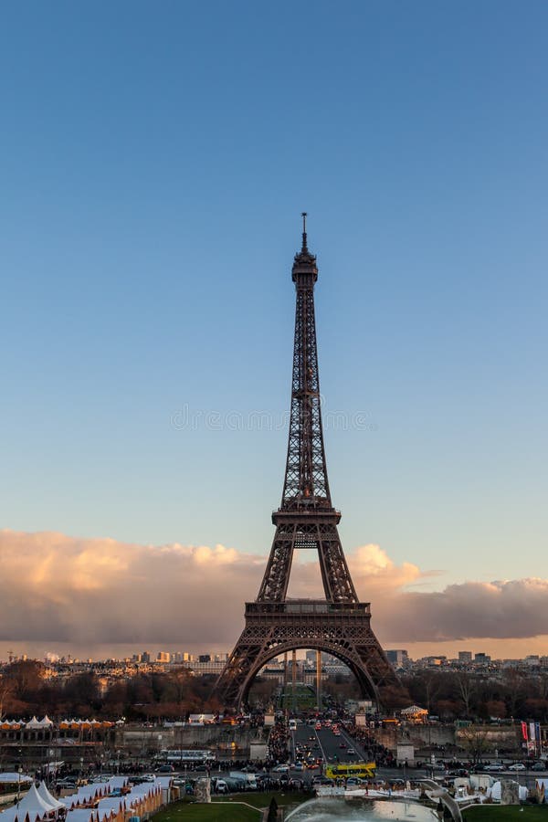 Paris Cityscape with Eiffel Tower at Sunset, France Stock Photo - Image ...