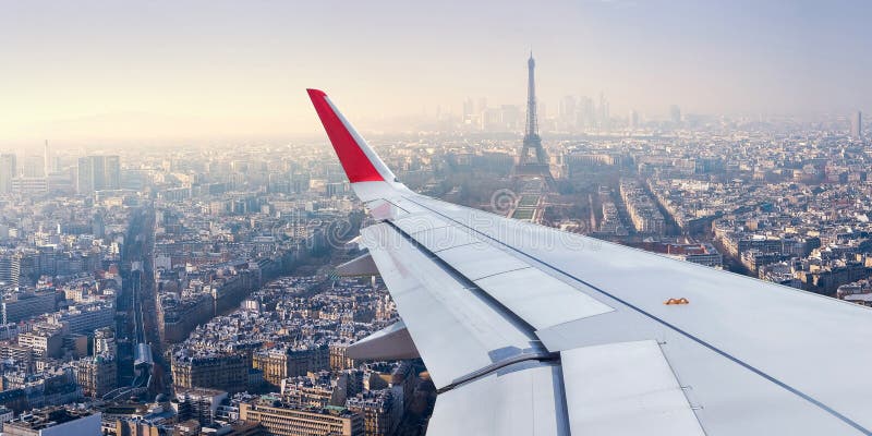 Paris Cityscape View from Airplane Window Stock Image - Image of ...