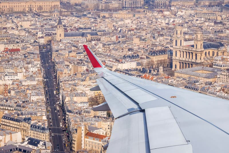 Paris Cityscape View from Airplane Window Stock Image - Image of scenic ...