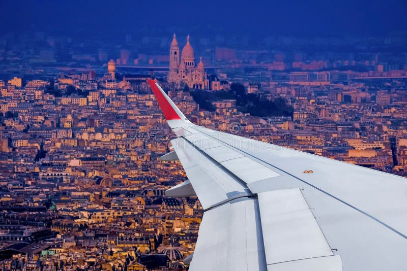 Paris Cityscape View from Airplane Window Stock Image - Image of ...