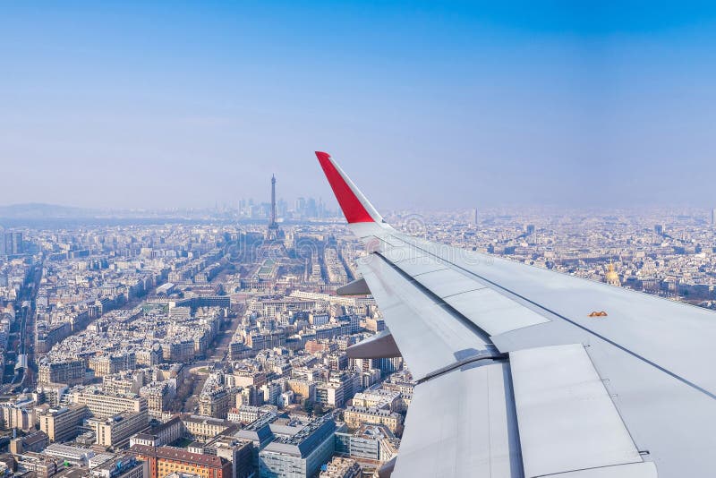 Paris Cityscape View from Airplane Window Stock Image - Image of paris ...