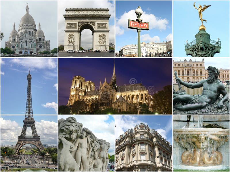Paris Collage - Tourist Highlights Stock Image - Image of elysapound ...