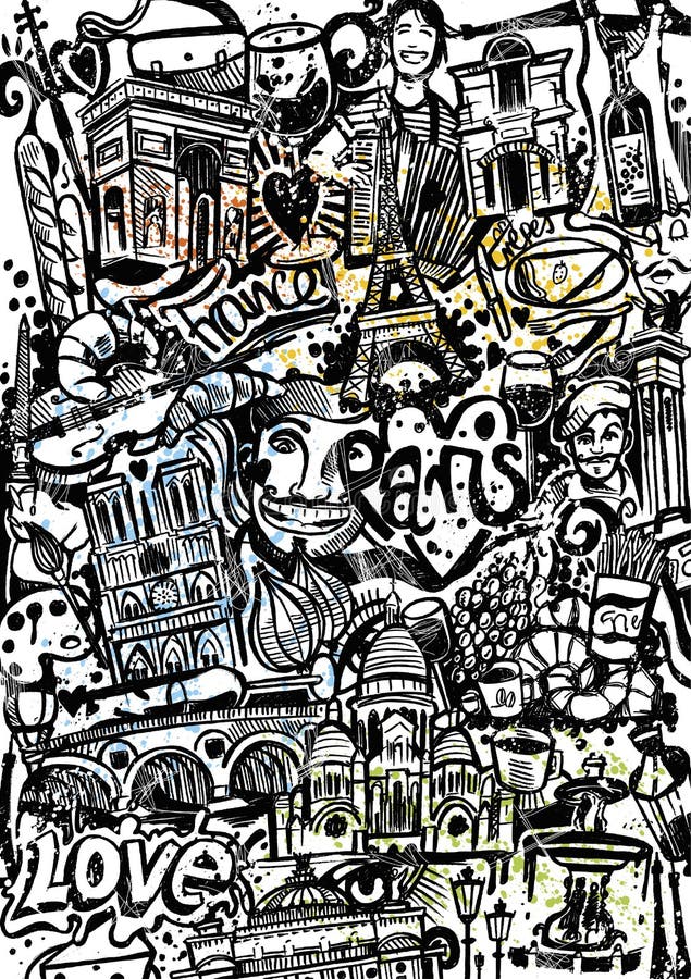 Paris Doodle stock illustration. Illustration of bridge - 42745582