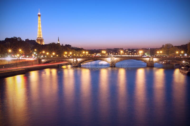 Paris at dusk editorial stock photo. Image of river, dusk - 22103698