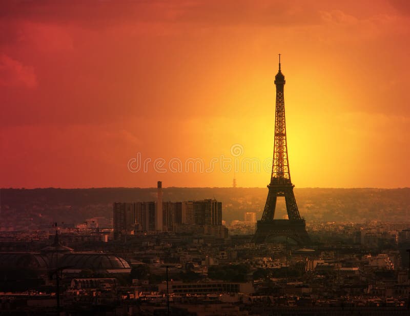 Paris at dusk stock photo. Image of skyline, city, tourism - 5820906