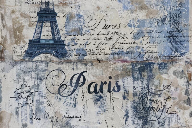 Paris Eiffel Tower Artwork stock illustration. Illustration of script ...