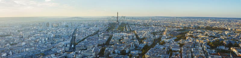 Paris, Eiffel Tower, at Evening Sunset Blue Hour. View from ...