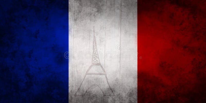Paris Eiffel Tower on French Flag Colors Blue White Red Stock ...