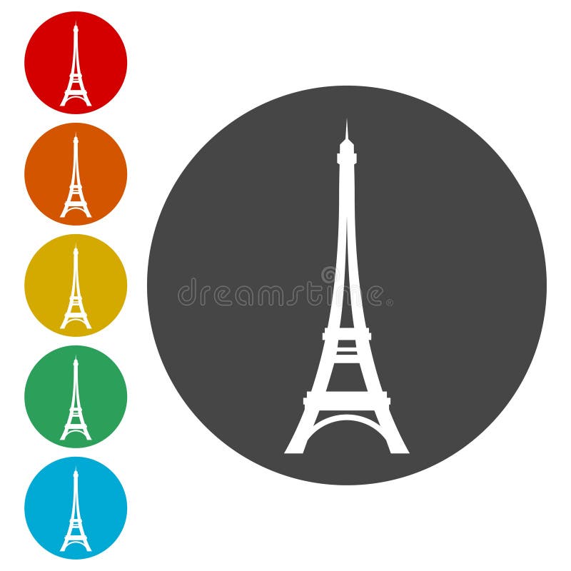 Paris Eiffel Tower Icon, 6 Colors Included Stock Vector - Illustration ...