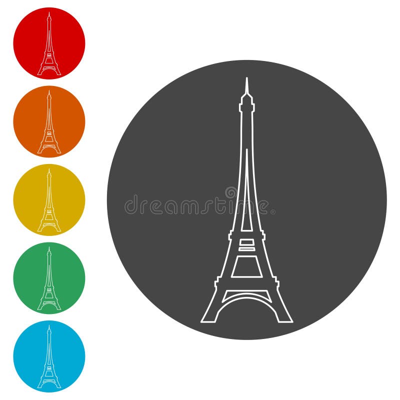 Paris Eiffel Tower Icon, 6 Colors Included Stock Vector - Illustration ...