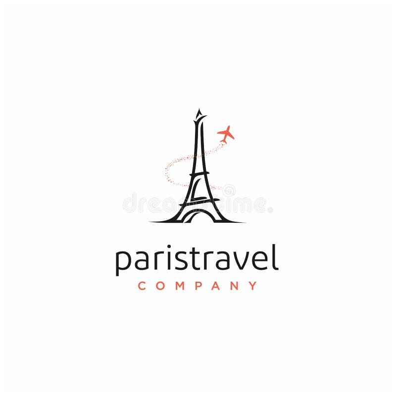 Paris Eiffel Tower with Plane for Travel Logo Design Stock Vector ...