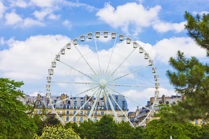 Paris, Ferris wheel. stock photo. Image of people, overcast - 33346492