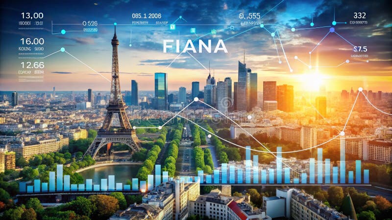 Paris Financial Data Processing a Stunning Cityscape Background Ideal for Presenting Global ...