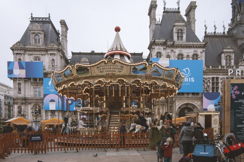 PARIS, FRANCE - December 01, 2023: Ancient Carousel Editorial Stock ...