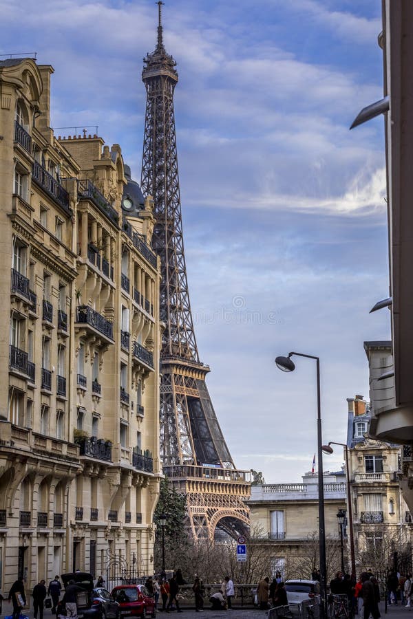 Nice View of Eiffel Tower with Haussmann Building in Paris Editorial ...