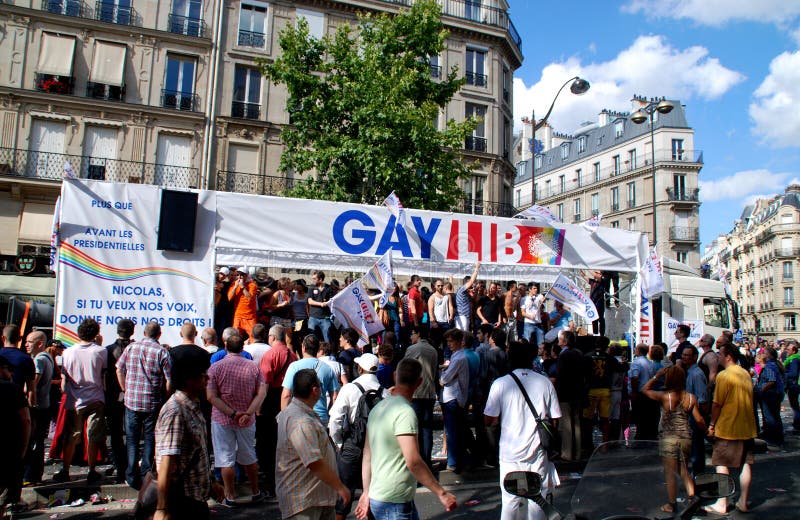 Paris, France: Gay Pride Parade Editorial Photography - Image of banner ...