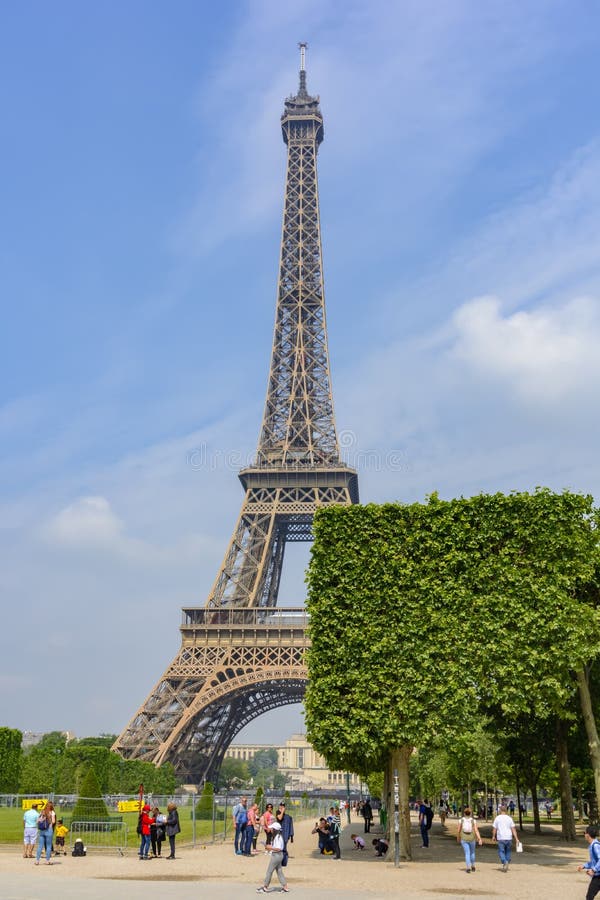 Paris, France - May 2019: Eiffel Tower and Field of Mars in Spring ... Paris, France - May 2019: Eiffel Tower and Field of Mars in Spring ...