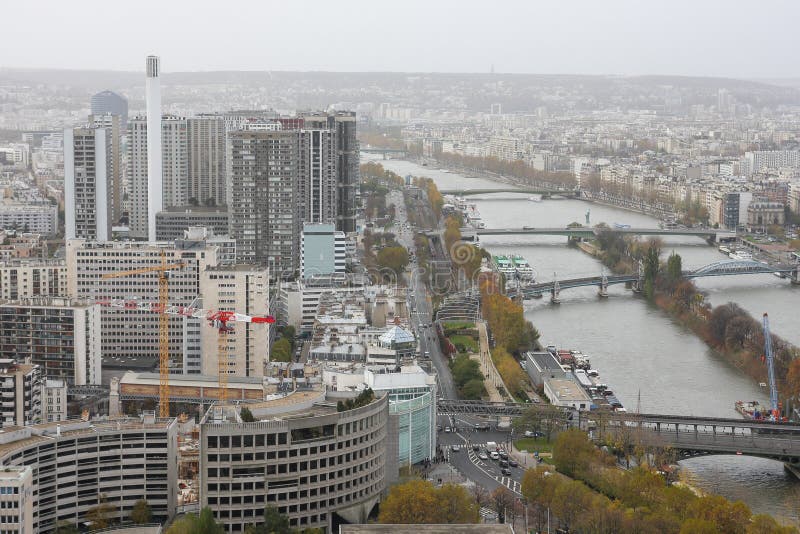 Highrises in Paris Next To River Seine Editorial Stock Image - Image of ...
