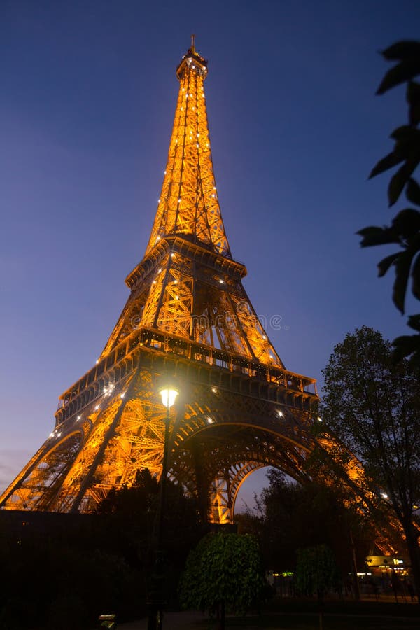Bottom Night View of Eiffel Tower Editorial Stock Image - Image of ...