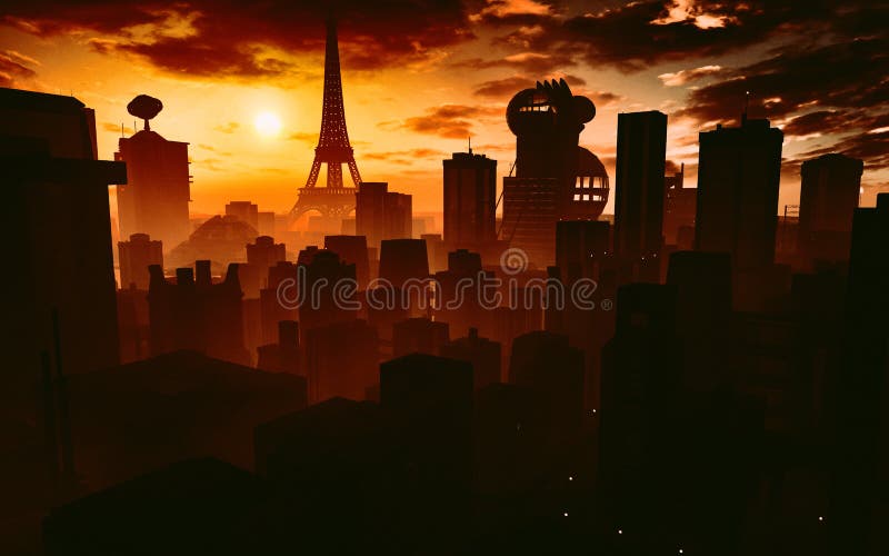 Paris in the Future stock illustration. Illustration of design - 88369478
