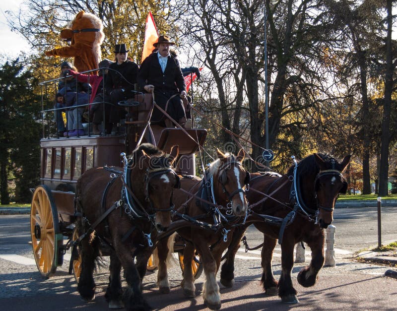 Paris horse parade editorial photo. Image of coach, retro - 27876476