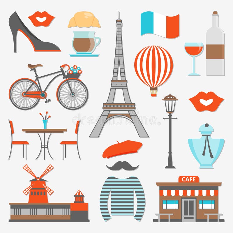 Paris Icon Set stock vector. Illustration of collection - 75970362
