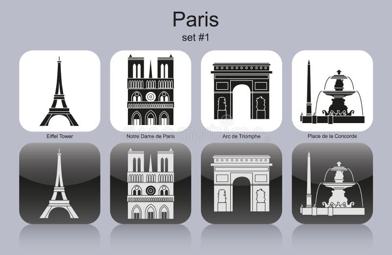 Icons of France stock vector. Illustration of louvre - 35565453