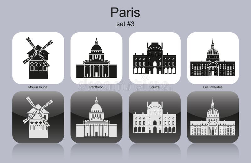 Icons of France stock vector. Illustration of louvre - 35565453
