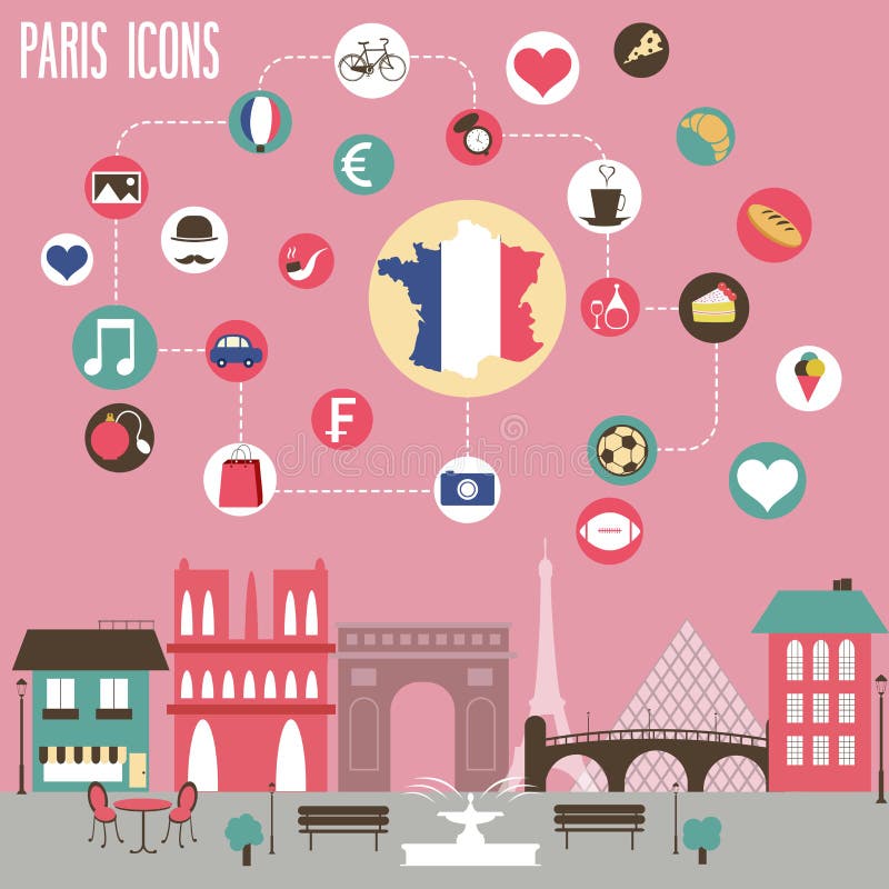 Paris icons set. stock vector. Illustration of abstract - 43766356
