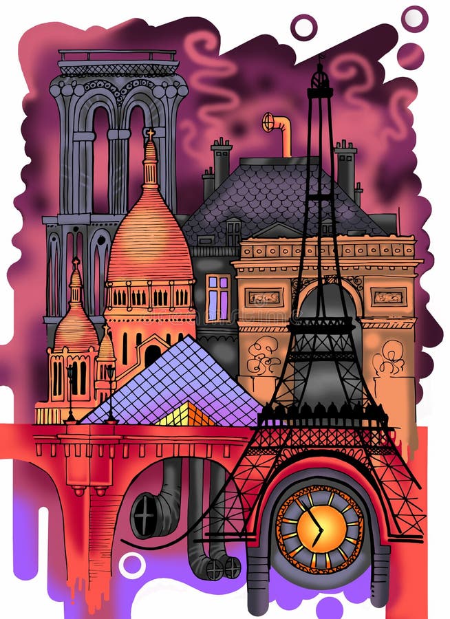 Paris Illustration stock illustration. Illustration of destination ...