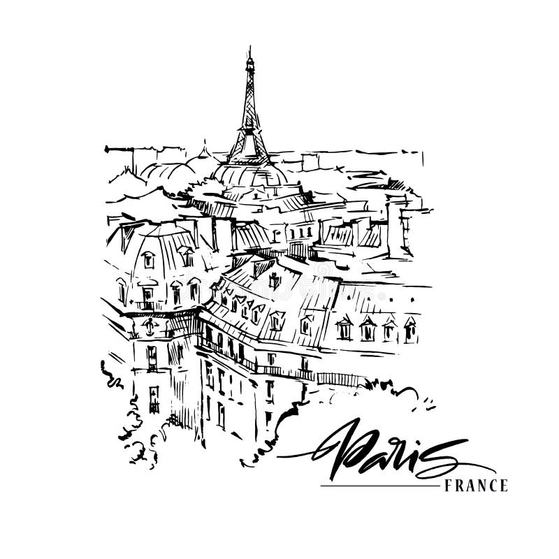 Paris Vector Illustration. Hand Drawn Vector Artwork. Stock Vector ...