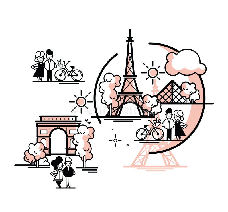 Paris Vector Illustration. Paris Landmarks. Isolated Vector Artwork ...