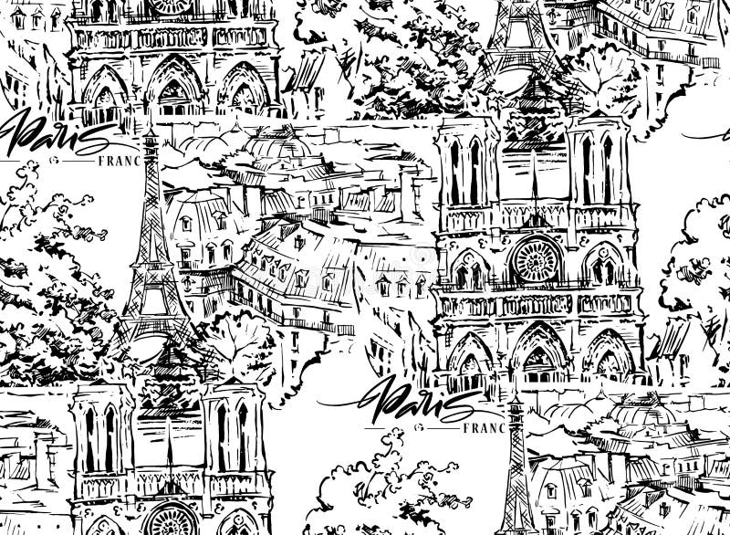 Paris Vector Illustration. Hand Drawn Vector Artwork. Stock Vector ...