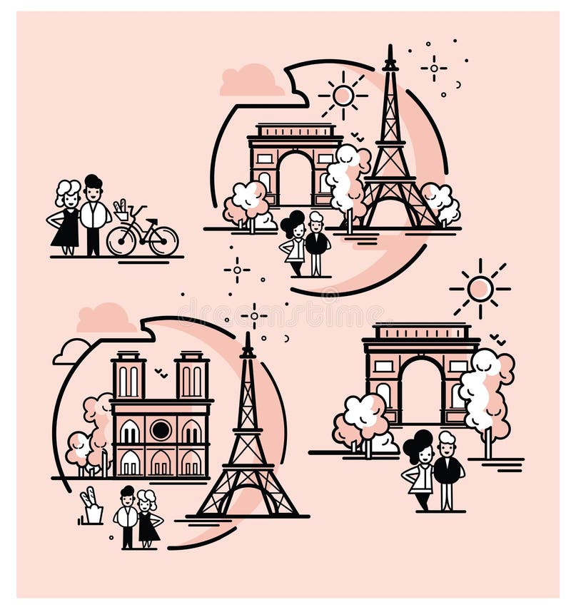 Paris Vector Illustration. Paris Landmarks. Vector Artwork. Stock ...