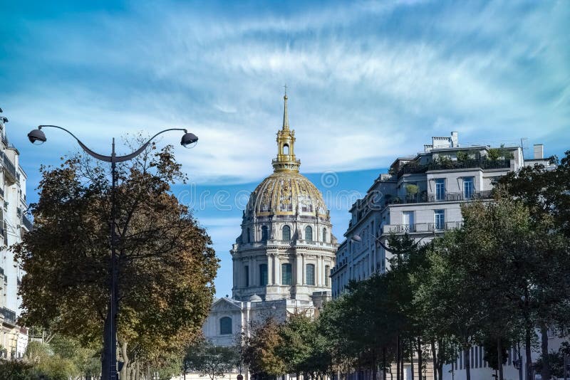 Paris, the Invalides dome stock image. Image of majestic - 309924629