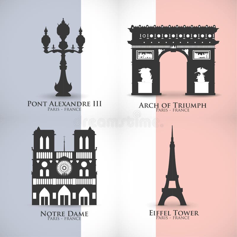 Paris Landmarks design stock vector. Illustration of card - 62347919