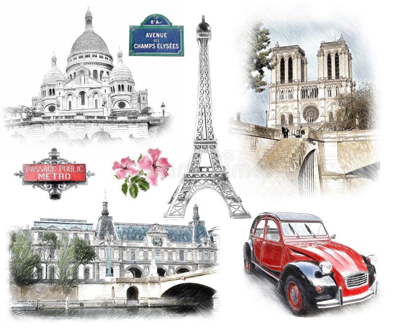 Paris Landmarks Stock Illustrations – 6,789 Paris Landmarks Stock ...
