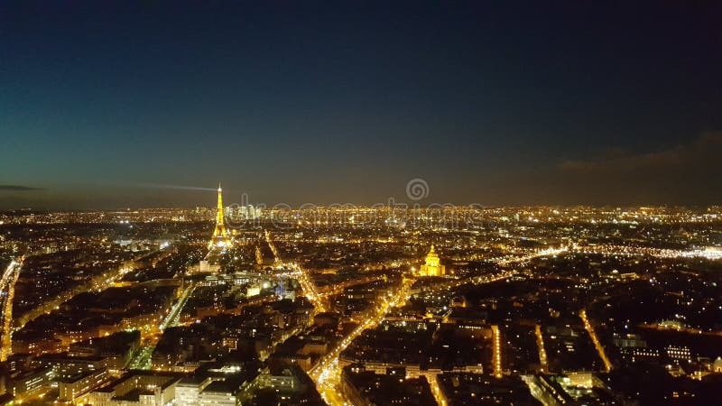 Paris Lights at Night from Montparnasse View Point Editorial Stock ...