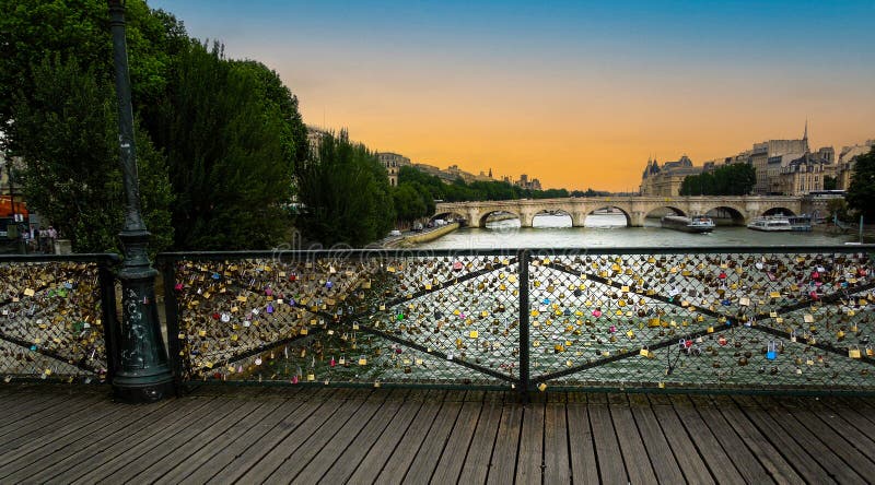 Pont Des Arts Bridge in Paris with Lovers Locks Editorial Stock Image ...