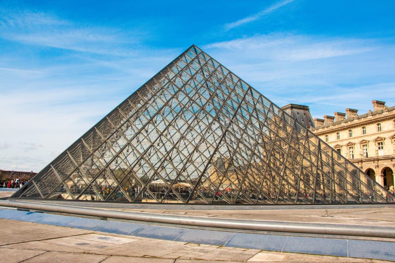 Glass Pyramid in the Courtyard of the Louvre Editorial Photo - Image of ...