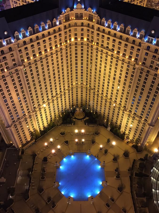 Paris LV Hotel Pool View editorial stock photo. Image of night - 67447028