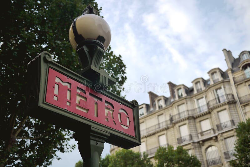 Paris metro sign editorial stock photo. Image of metro - 26361558
