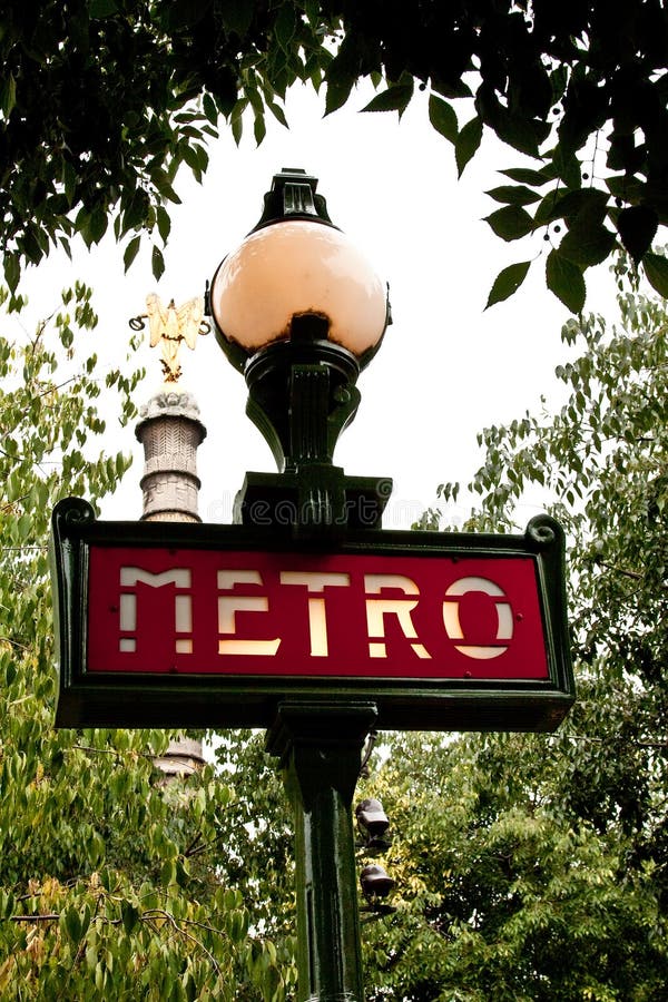 Red metro sign in Paris editorial stock photo. Image of metro - 4135783