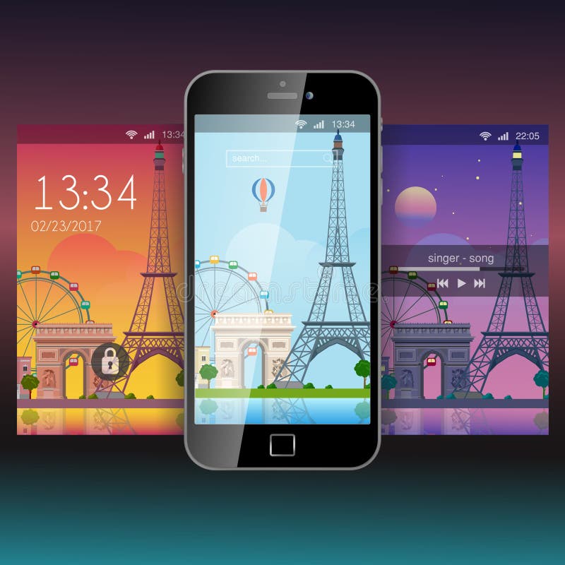 Paris Mobile App Application Background Wallpaper Template Mockup Stock ...
