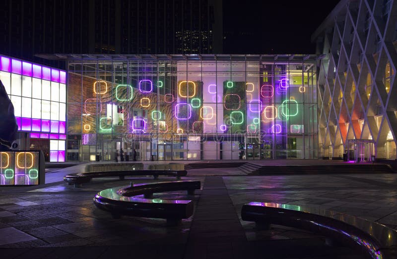 Paris: Modern Architecture at Night Stock Image - Image of light ...