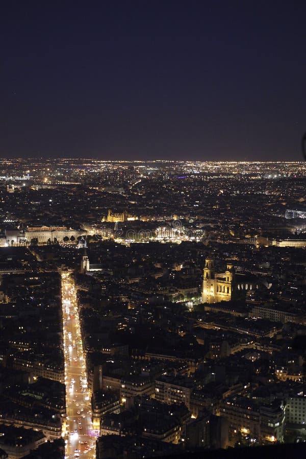 Aerial Night View of Paris stock image. Image of street - 29623609