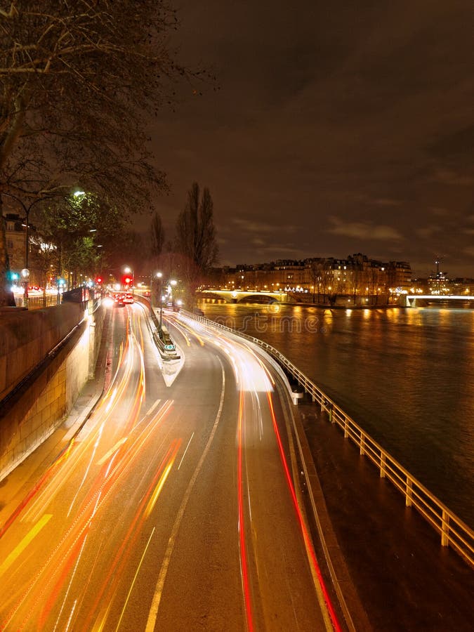 Paris by night stock photo. Image of line, headlight - 28352534