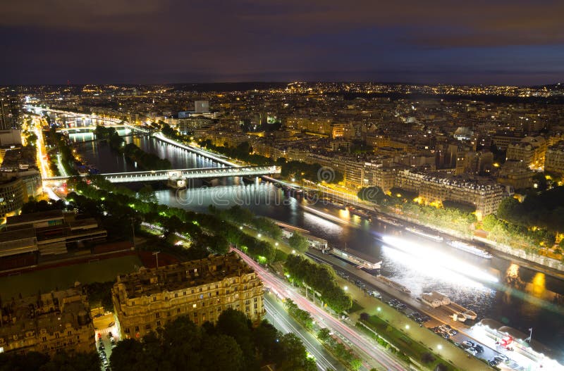 Paris at night stock photo. Image of famous, river, evening - 41928602