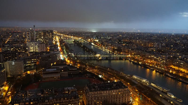 Paris nightime colour stock photo. Image of horizon - 313550794