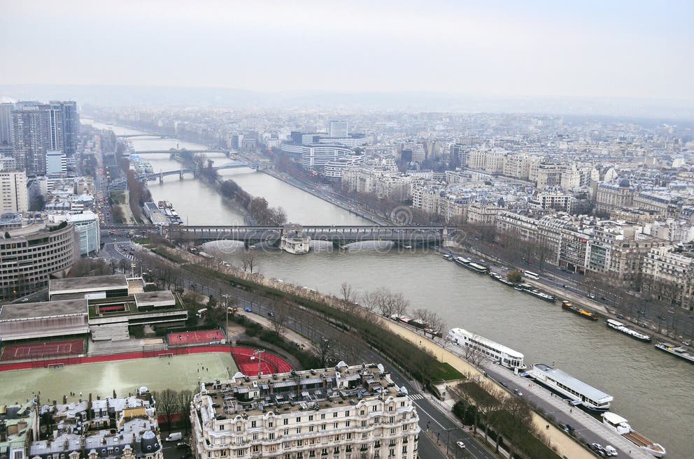 Paris Panoramic Sena View from Eiffel Tower Stock Image - Image of ...